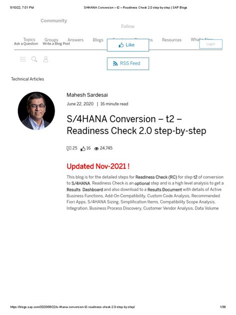 s 4hana conversion t2 readiness check 2 0 step by step sap