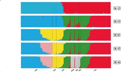Estimated Population Structure From 62 Nuclear Ssr Loci Based On