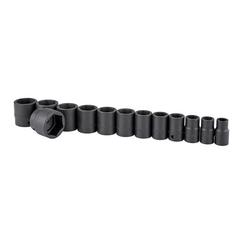 10 Pc 1 Inch Drive Air Impact Shallow Socket Set With Carrier Sae Hand