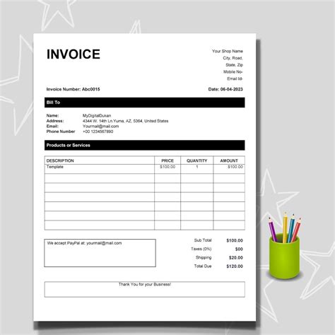 Editable Pdf Invoice Template Printable Forms Free Online
