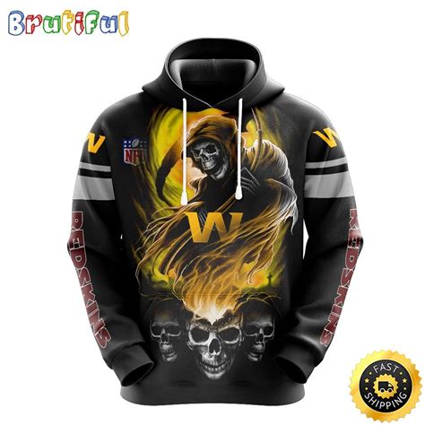 Nfl Washington Commanders 3d Hoodie All Over Print Skull Embrace Team Pride Hearthtops Store