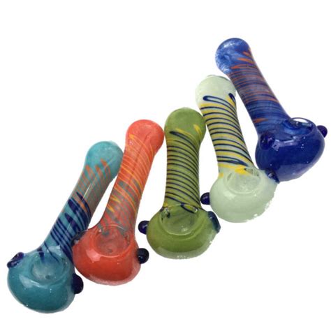 45 Inch Frit Dust Swirl Lines Assorted Colors Hand Pipe