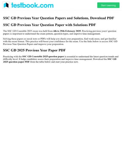 Ssc Gd Previous Year Question Papers And Solutions Download Pdf Pdf