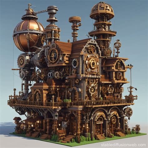 Minecraft Steampunk Workshop Scene Stable Diffusion Online