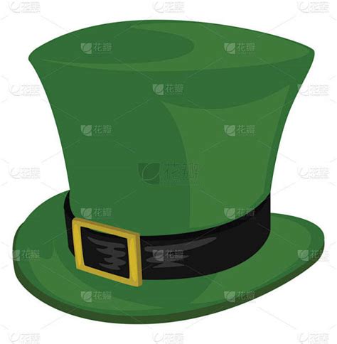 绿色高帽，图例，白色背景上的矢量 花瓣网