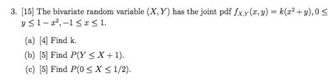Solved The Bivariate Random Variable X Y Has The Joint Chegg