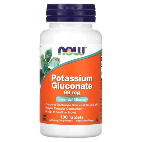 Buy Now Foods Potassium Gluconate 99mg 100 Tablets