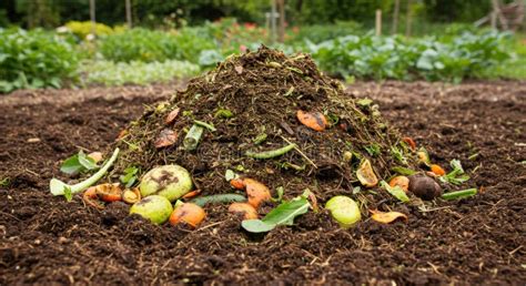 Brown And Green Compost Pile In A Garden Stock Illustration