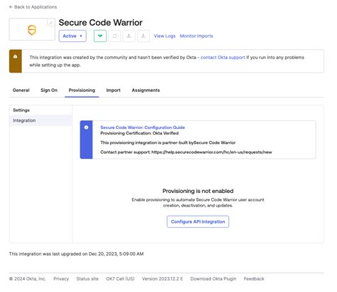 Okta SCIM Configuration Secure Code Warrior