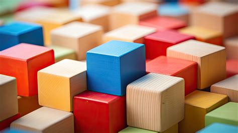 Premium Photo A Photo Of A Stack Of Square Wooden Blocks Preschool