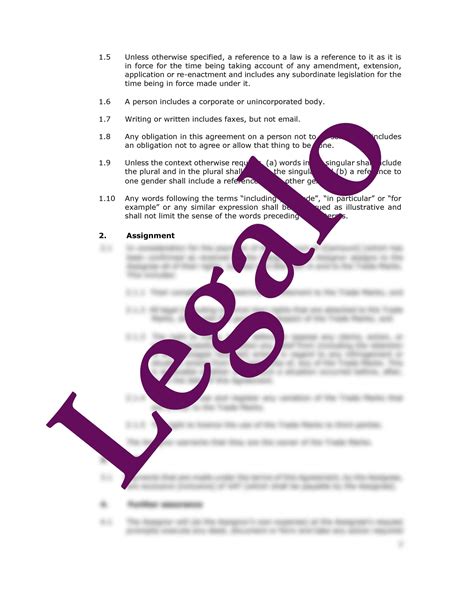 Trademark Assignment Document Template Legalo Uk