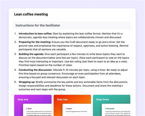 Lean Coffee Meeting Free Craft Template