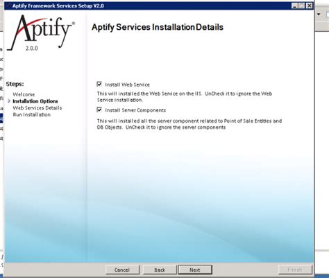 Step Two Installing Aptify Framework Web Services Aptify Support