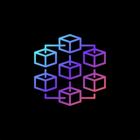 Blockchain Outline Vector Colored Icon Block Chain Technology Sign