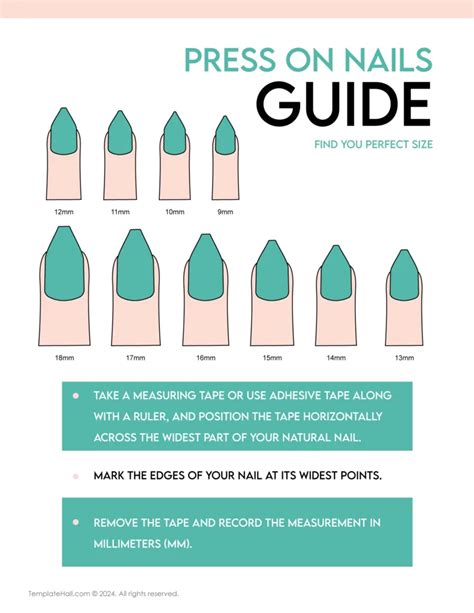 Printable Nail Size Chart False Or Artificial Nails Sizing Kit