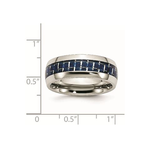 Chisel Stainless Steel Polished With Blue Carbon Fiber Inlay Band Jc