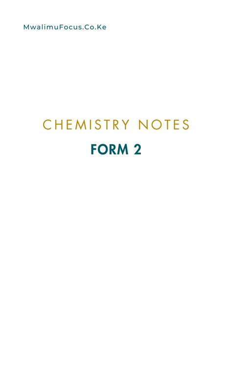Form 2 Chemistry Notes