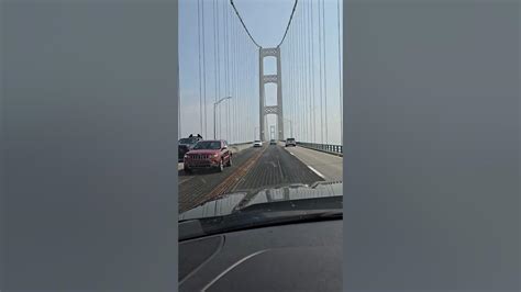 Driving Over The Mackinac Bridge With Thick Wildfire Smoke