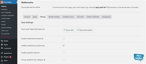 quiz maker at wp plugin
