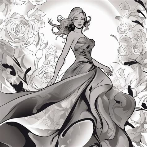 Premium Ai Image Gray Scale Coloring Sexy Woman In Dress And Fashion Modeling