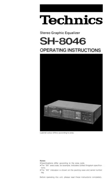 TECHNICS SH 8046 EQUALIZER USER INSTRUCTIONS OWNER S MANUAL English 8 24 PicClick UK