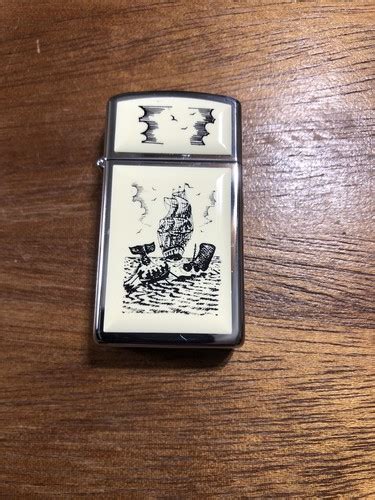 Vintage Zippo Lighter Scrimshaw Ship Lighter 1995 Ebay