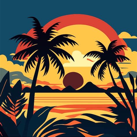 Premium Vector Cute Sunset Background