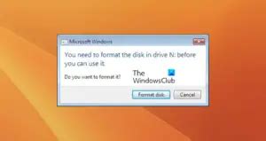 You Need To Format The Disk In Drive Before You Can Use It