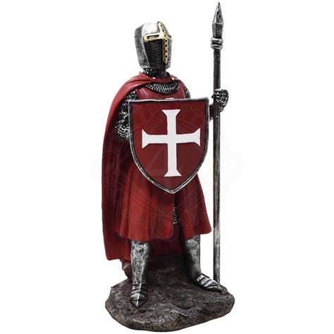 Red Crusader Figure With Shield Spear And Great Helm 20cm Outfit4events Red Crusader Figure With Shield Spear And Great Helm 20cm Outfit4events