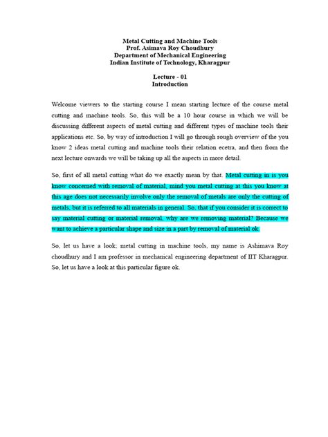 Nptel Metal Cutting And Machine Tools Pdf Machining Machine Tool