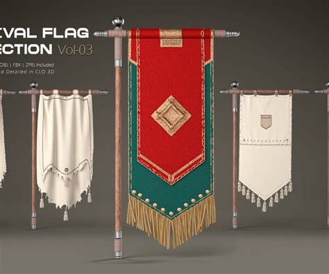 Artstation 5 Medival Flag Collection Vol 03 Game Assets
