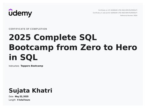 Udemy Course Completion Certificate Sujata Khatri