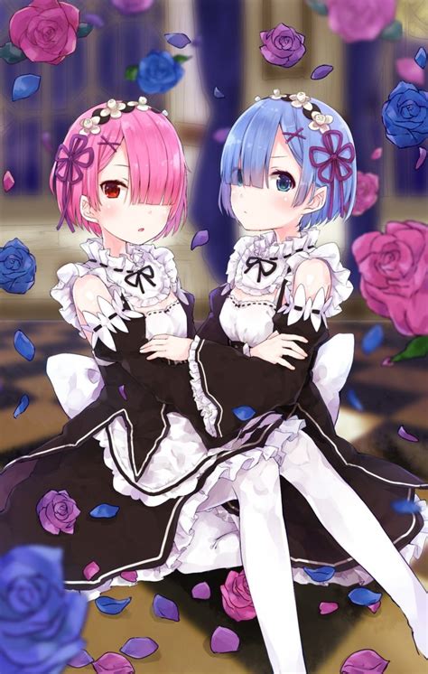 Short Hair Pink Hair Red Eyes Blue Hair Blue Eyes Anime Anime