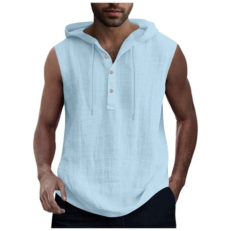 Noldares Mens Tank Top Sleeveless Hoodie Cotton T Shirt Summer Casual