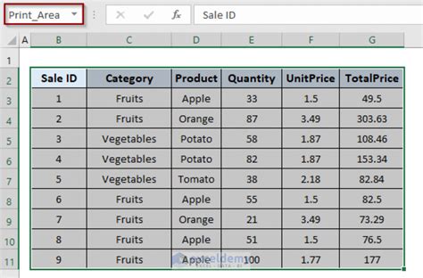 How To Set Print Area To Selection Using Vba In Excel 3 Methods