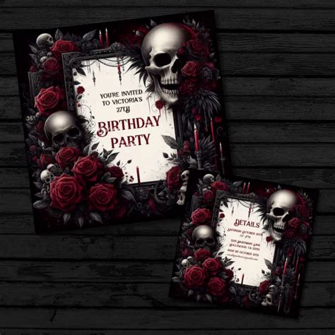 Red And Black Gothic Birthday Invitation Zazzle