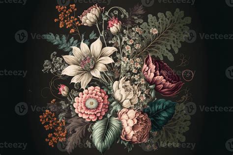 Vintage Floral Print Desktop Wallpaper