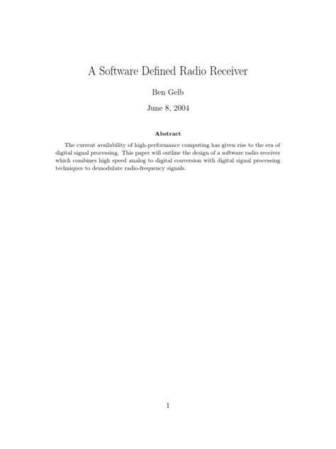A Software Defined Radio Receiver Pdf Sampling Signal Processing