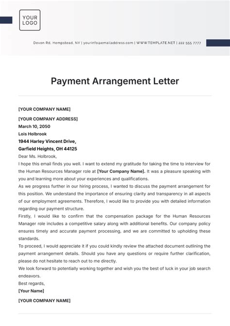 Free Payment Letter Templates Editable And Printable