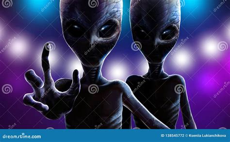 Two Of Alien Is Reaching Out To Grab You 2d Art Stock Illustration
