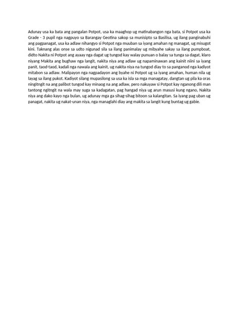 Adunay Usa Ka Bata Ang Pangalan Potpot Pdf