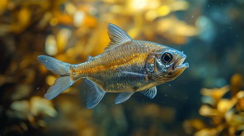 Vampire Tetra Swimming In Dark Freshwater Habitat Stock Illustration