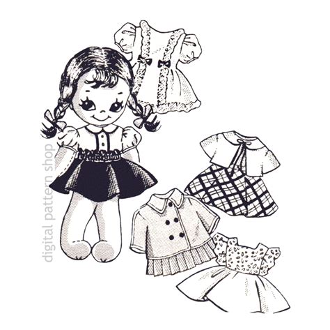 50s Sock Doll Sewing Pattern Soft Doll Clothes Digital Pdf The Finicky Stitcher