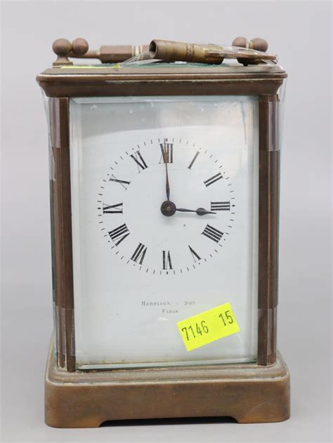 Lot Antique French Carriage Clock By Harrison And Sons Paris Af Front Glass Loose And Key