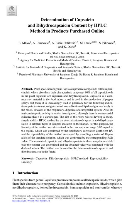 Pdf Determination Of Capsaicin And Dihydrocapsaicin Content By Hplc