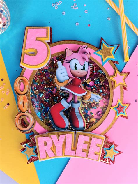 Amy Rose Cake Topper Sonic Character Cake Topper Girl Birthday Cake Topper Shaker Cake