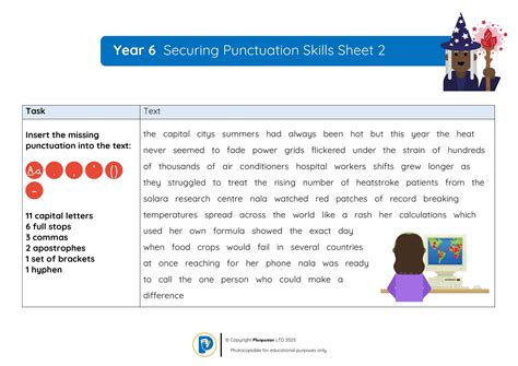Yr6 Securing Punctuation Skills Sheet 002 Planpanion