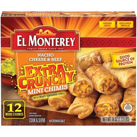 El Monterey Nacho Cheese And Beef Extra Crunchy Mini Chimis 1 125 Lb