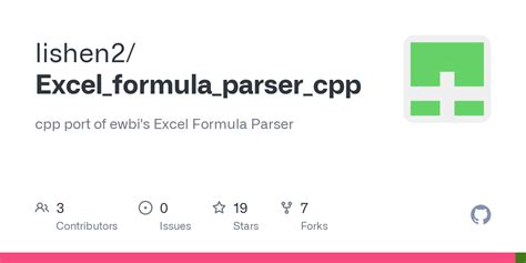 Github Lishen2excelformulaparsercpp Cpp Port Of Ewbis Excel Formula Parser