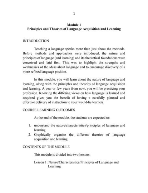 Module 1 Principles And Theories Of Language Acquisitiondocx